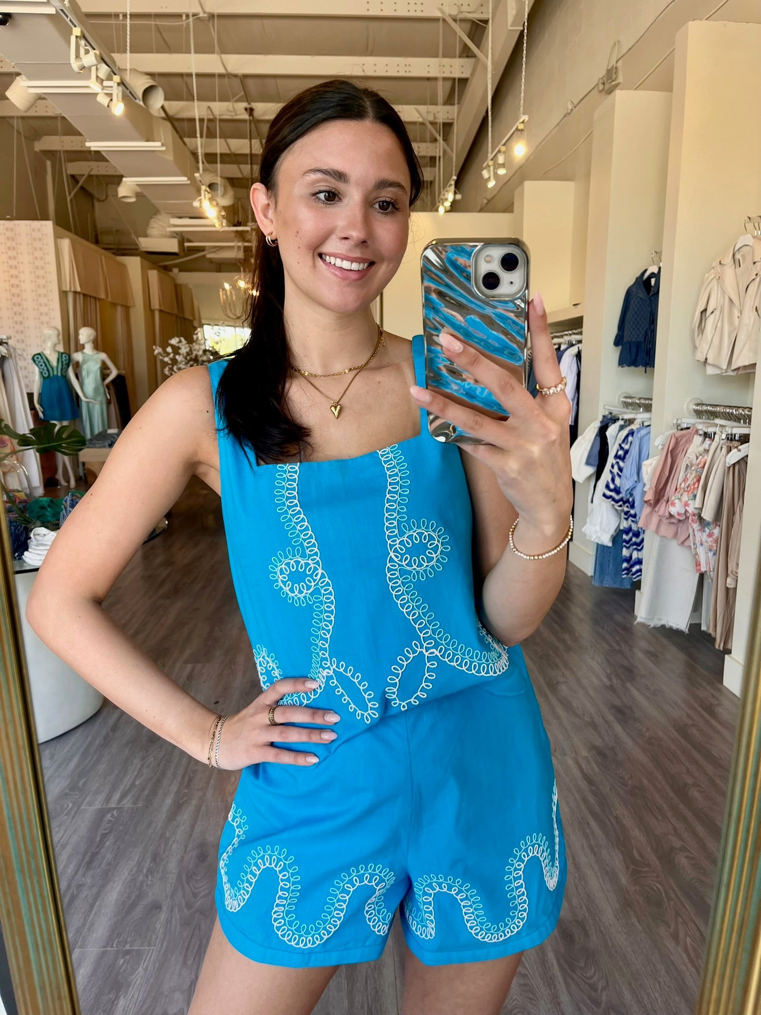 ACS241 Blue Swirl Emb Tailored Short – Love Boutique Baton Rouge
