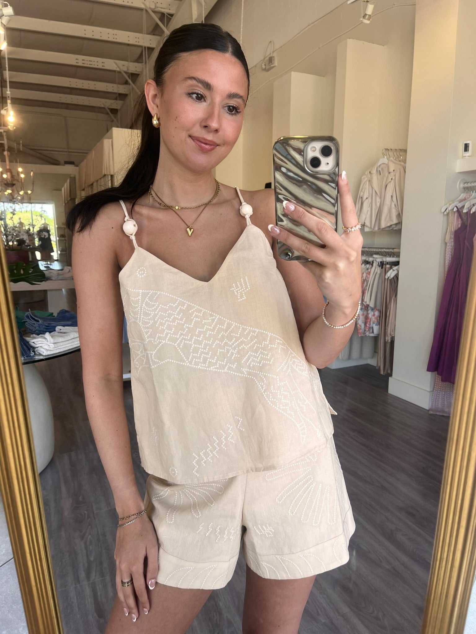 ACS243 Tan Tiger Embroidered Top – Love Boutique Baton Rouge